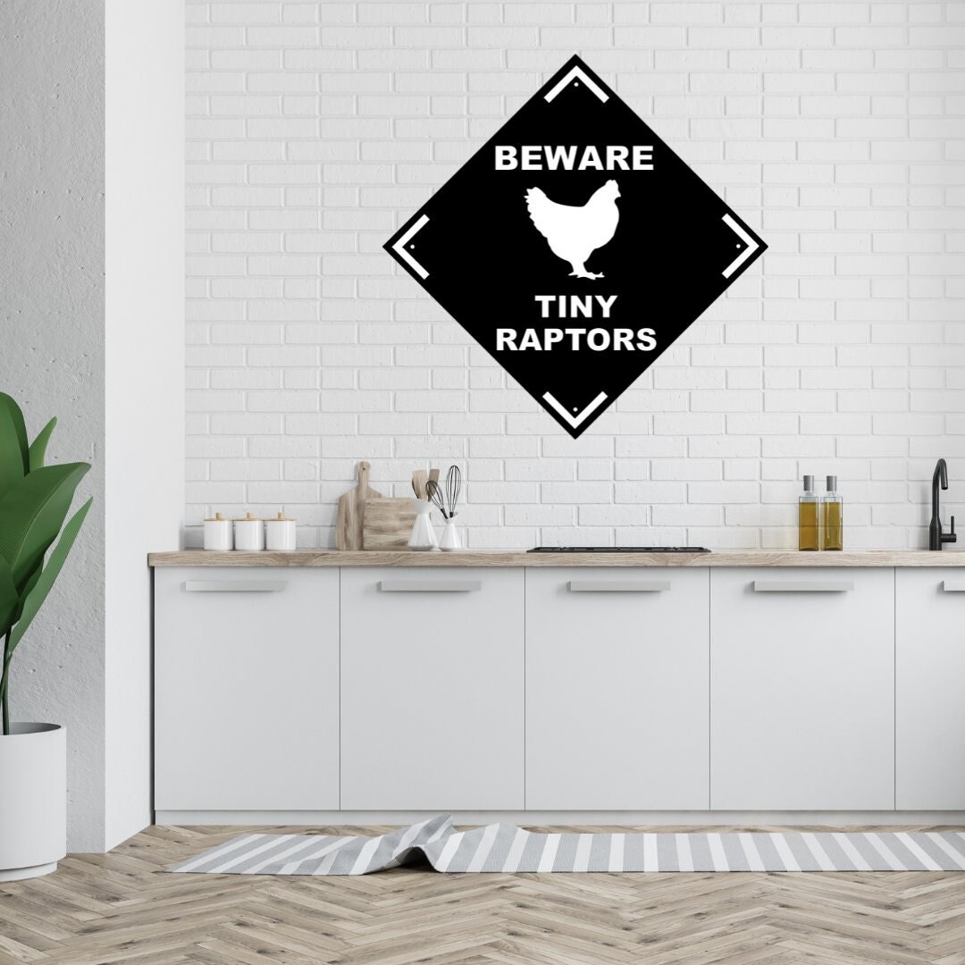 Beware Tiny Raptors Metal Sign - Etsy