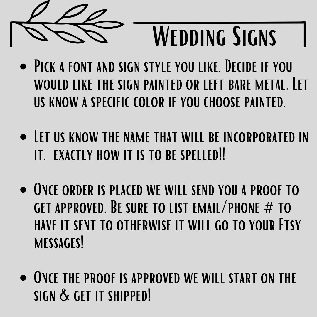 Custom Metal Wedding Signs - Etsy