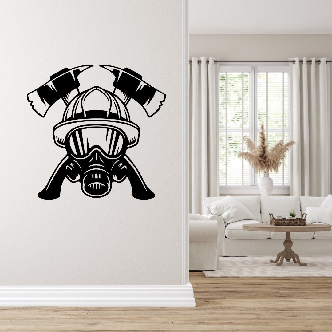 Fireman Mask With Axes Metal Sign - Etsy