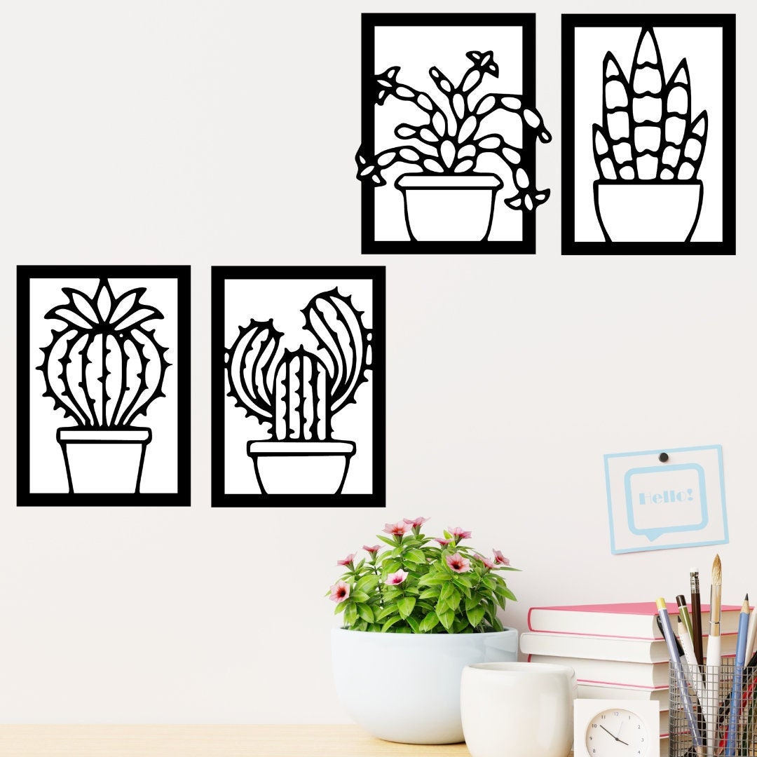 Cactus Set Paneled Metal Sign - Etsy