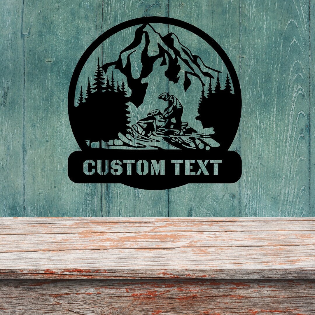 Snowmobile Riding Mountain Scene Metal Sign - Etsy