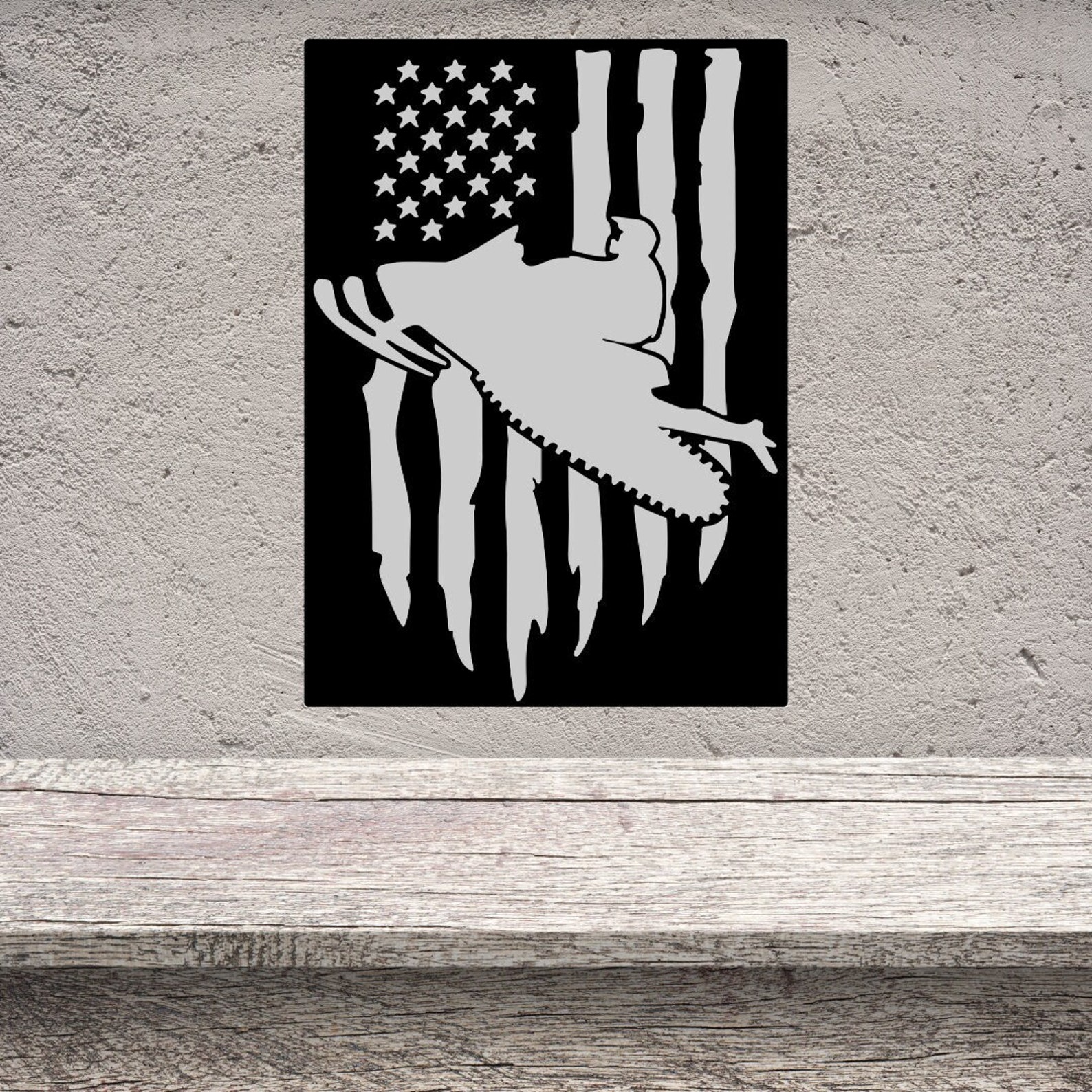 Snowmobile American Flag Metal Sign - Etsy