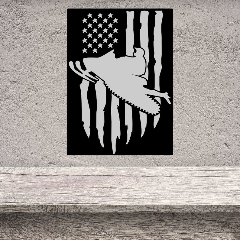 Snowmobile American Flag Metal Sign - Etsy