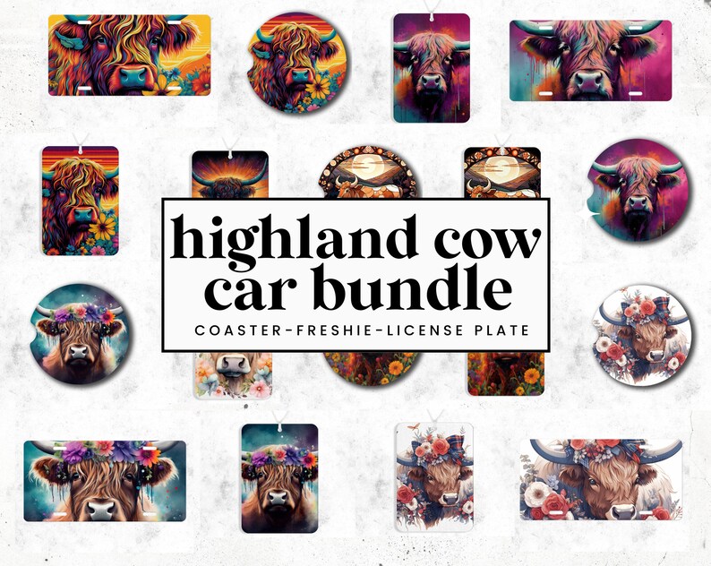 50 Highland Cow Car Mega Bundle License Plate Car Coasters - Etsy
