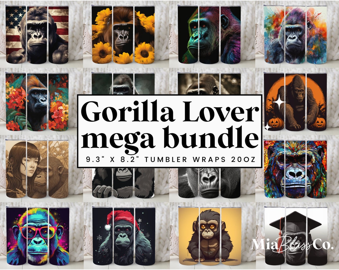 60+ Gorilla Bundle 20oz Skinny Tumbler Sublimation Design, Gorilla ...