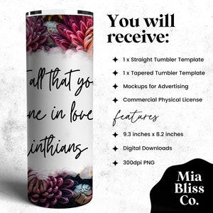 1 Corinthians 16:14 Bible Verse Tumbler 20oz Skinny Tumbler Sublimation ...