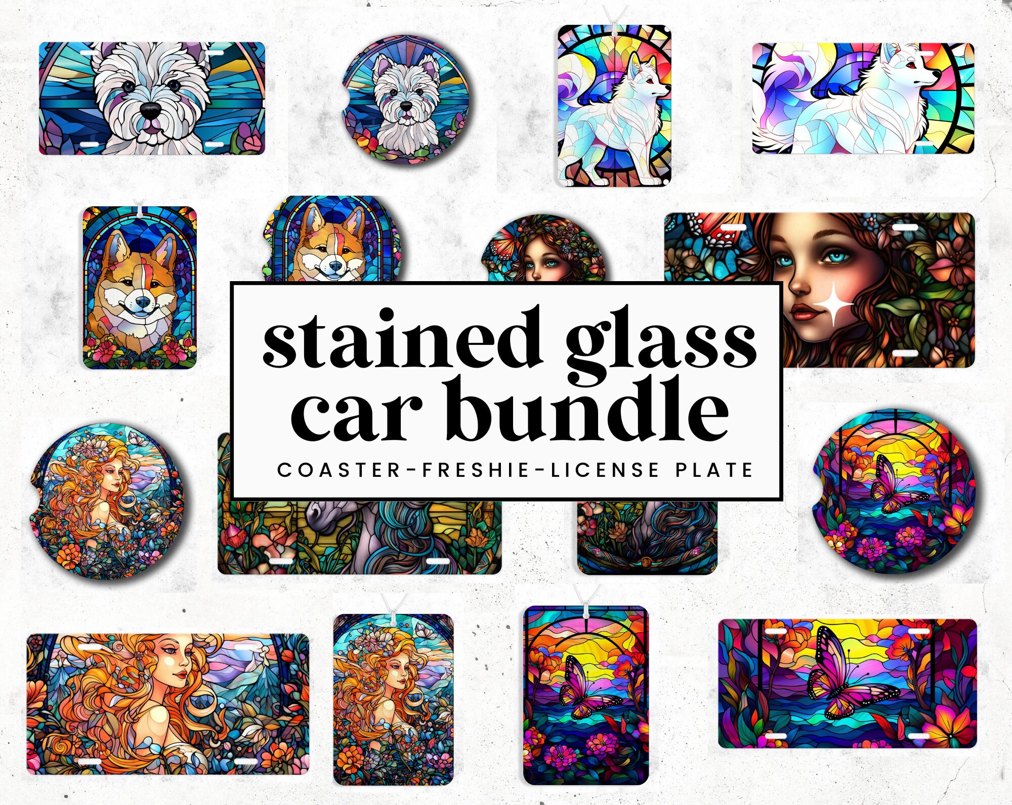 150 Stained Glass Design Car Mega Bundle License Plate Car - Etsy