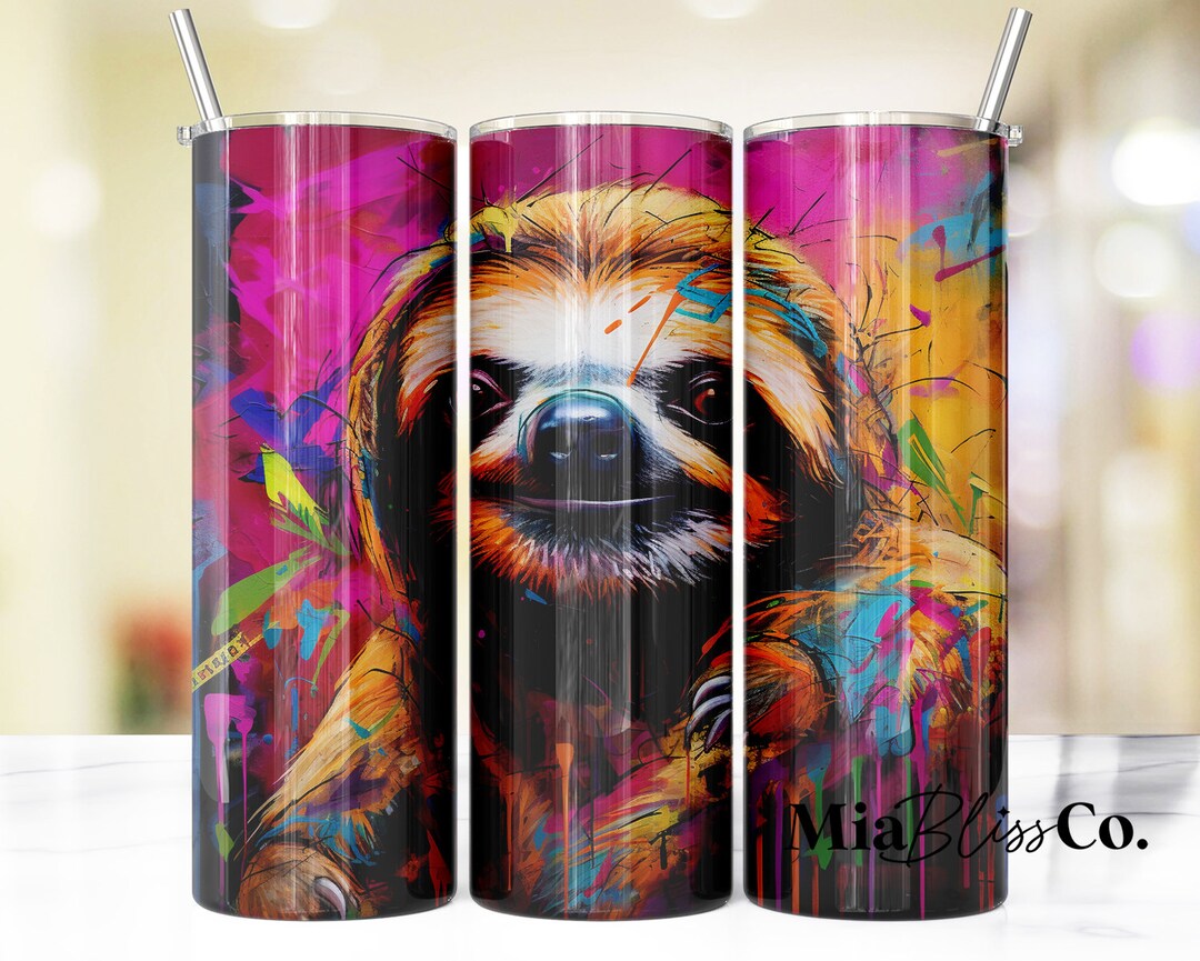 Sloth Graffiti Design 20oz Skinny Tumbler Sublimation Designs Straight ...