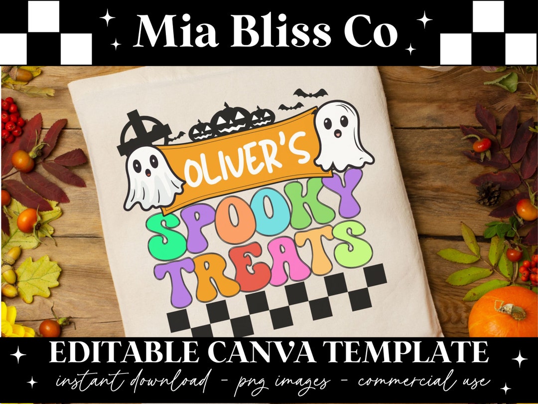 Editable Halloween Name Spooky Treats Bag, Kids Halloween Trick or ...
