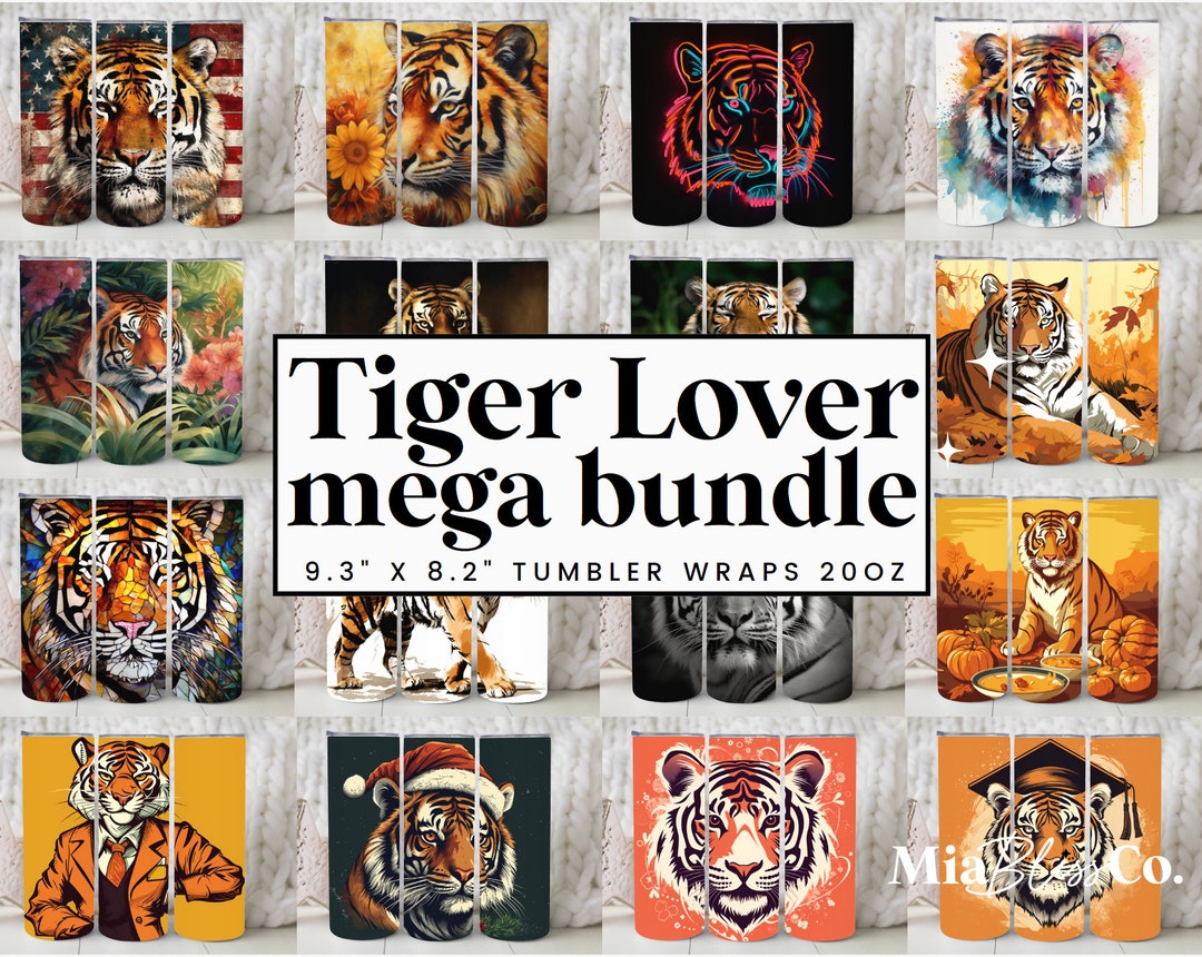 50 Tiger Bundle 20 Oz Skinny Tumbler Sublimation Design, Digital ...