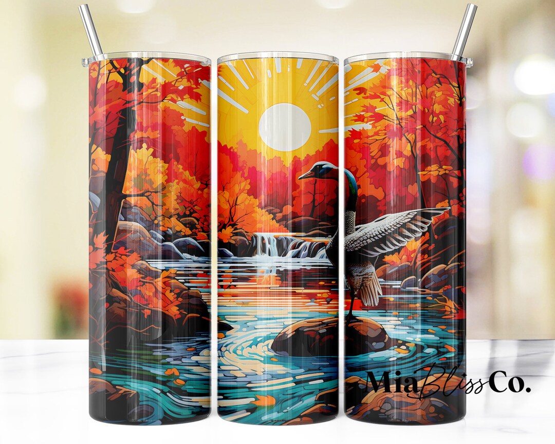 Graffiti Autumn River Sunrise 20oz Skinny Tumbler Sublimation Designs ...