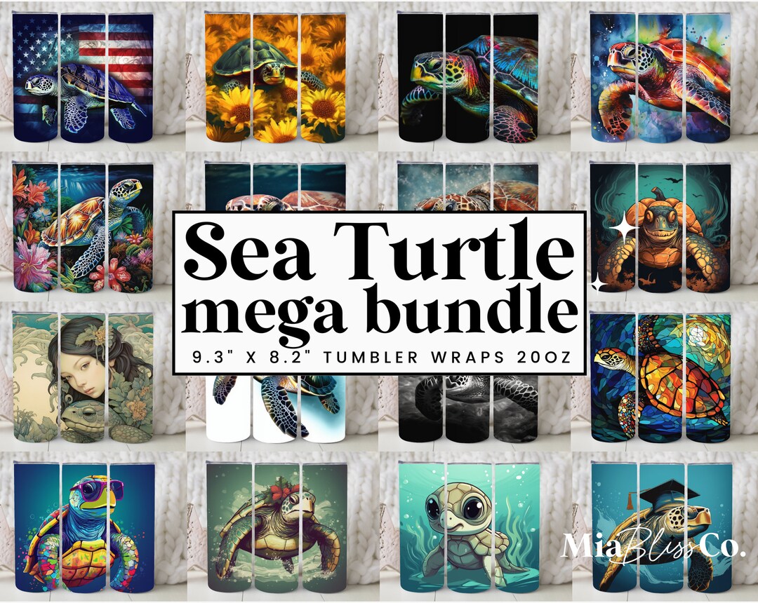 60 Sea Turtle Bundle 20oz Skinny Tumbler Sublimation Design - Etsy