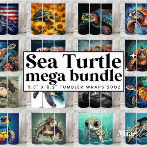 60 Sea Turtle Bundle 20oz Skinny Tumbler Sublimation Design - Etsy
