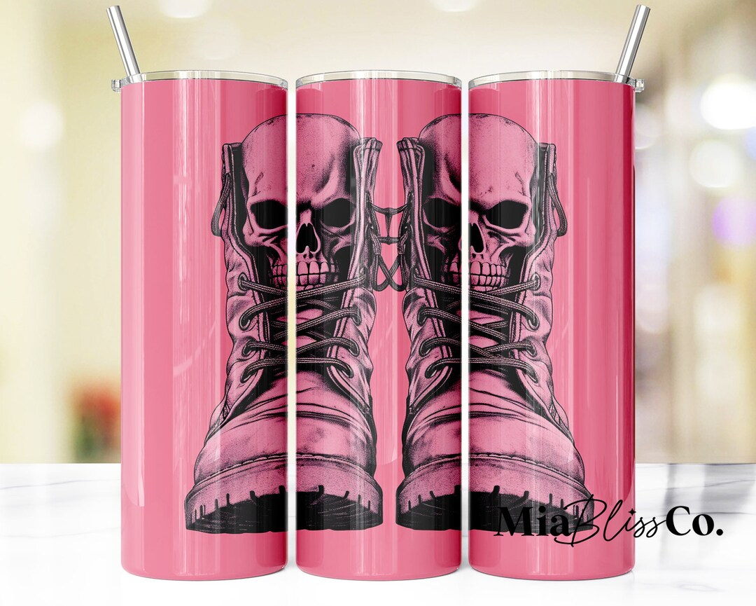 Skull Biker Chick 4 Biker Design 20oz Skinny Tumbler Sublimation ...