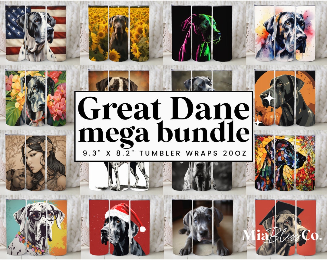 60 Great Dane Dog Bundle 20oz Skinny Tumbler Sublimation Design, Great ...