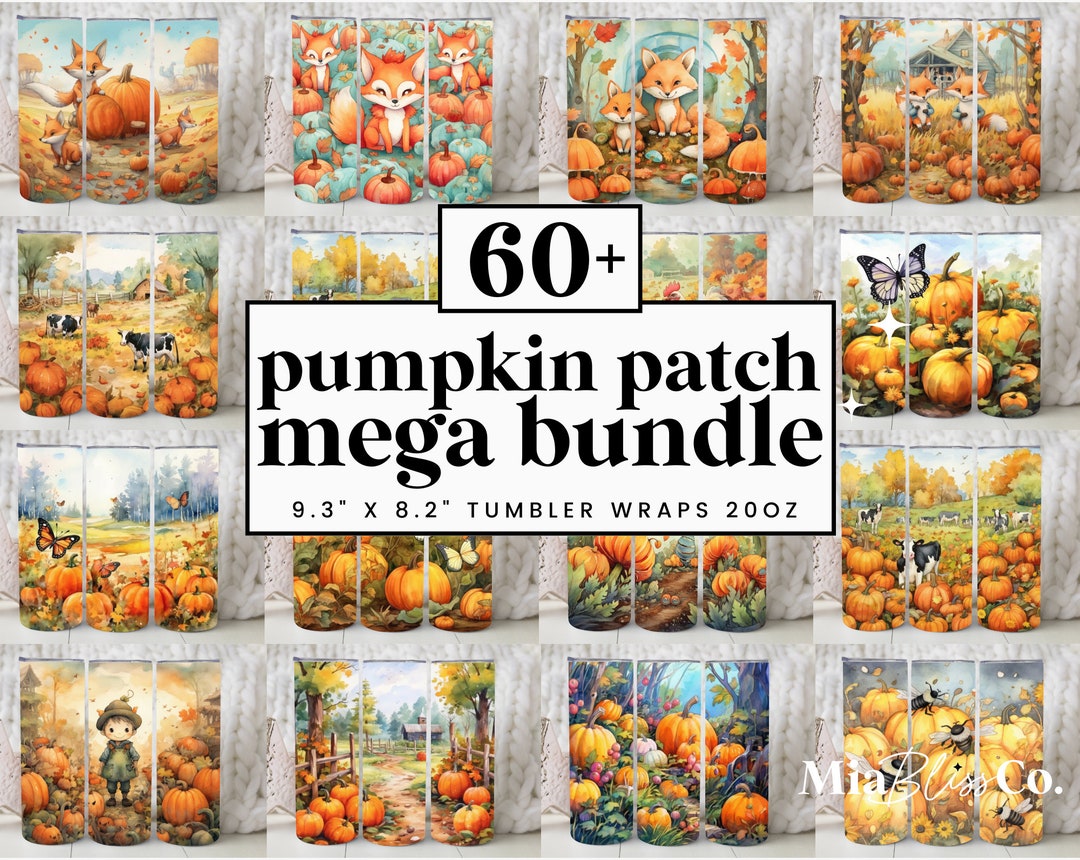 60 Pumpkin Patch Bundle 20oz Skinny Tumbler Sublimation Design, Fall ...