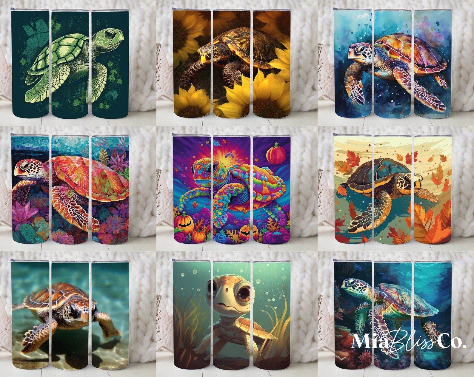 60 Sea Turtle Bundle 20oz Skinny Tumbler Sublimation Design - Etsy