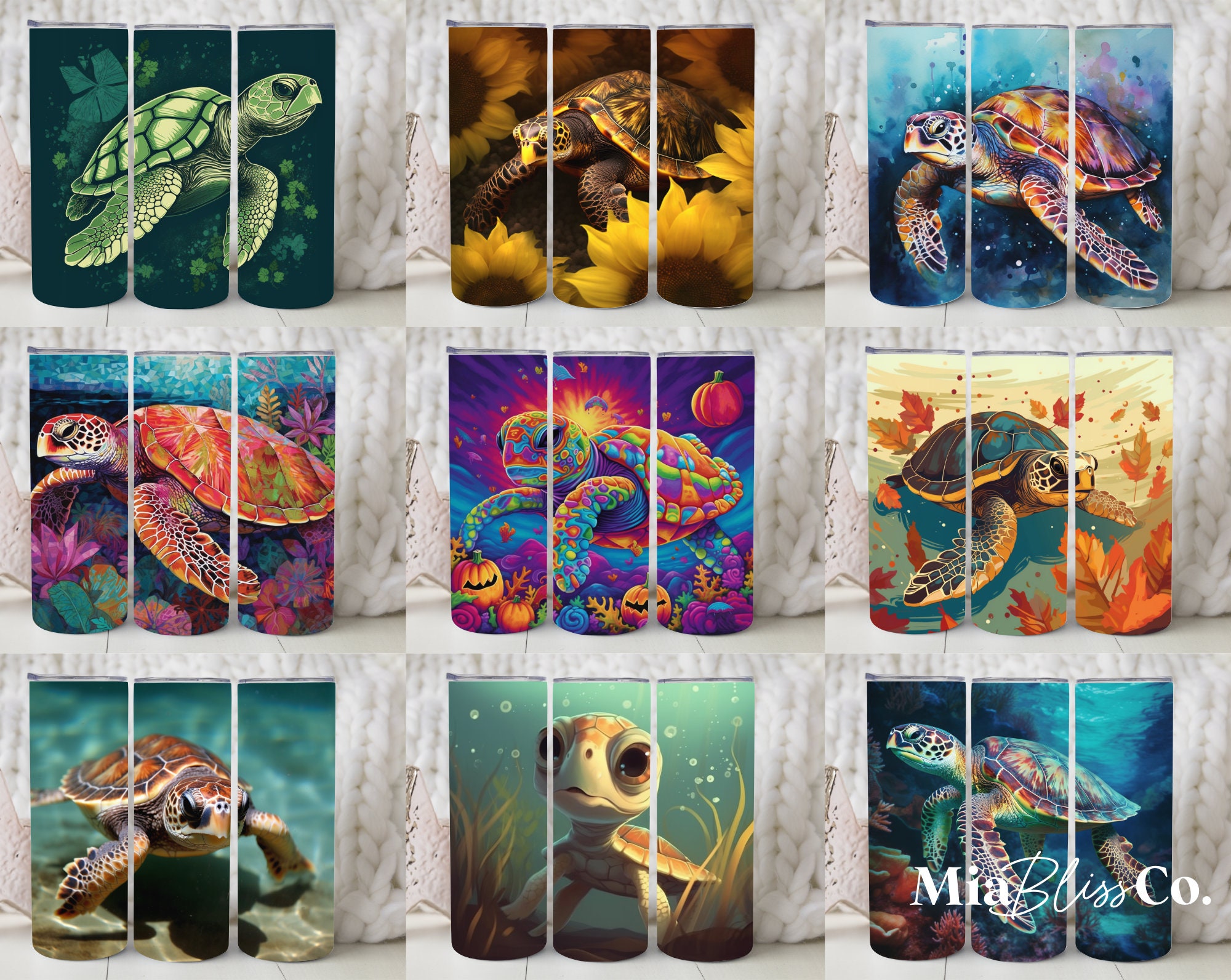 60 Sea Turtle Bundle 20oz Skinny Tumbler Sublimation Design - Etsy