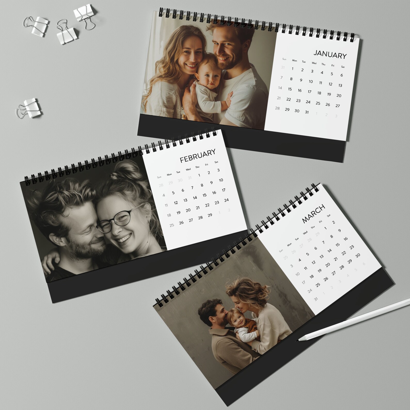 Desktop Photo Calendar (2024 Grid), Custom Desctop Calendar + Retouch ...