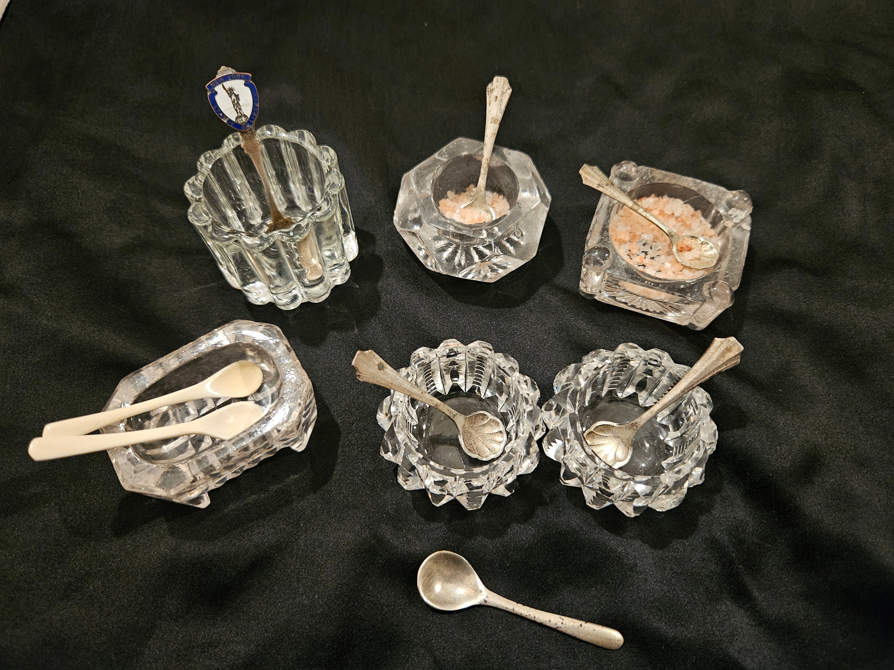 A Group of Vintage Salt Cellars With Unique and Beautiful Spoons - Etsy