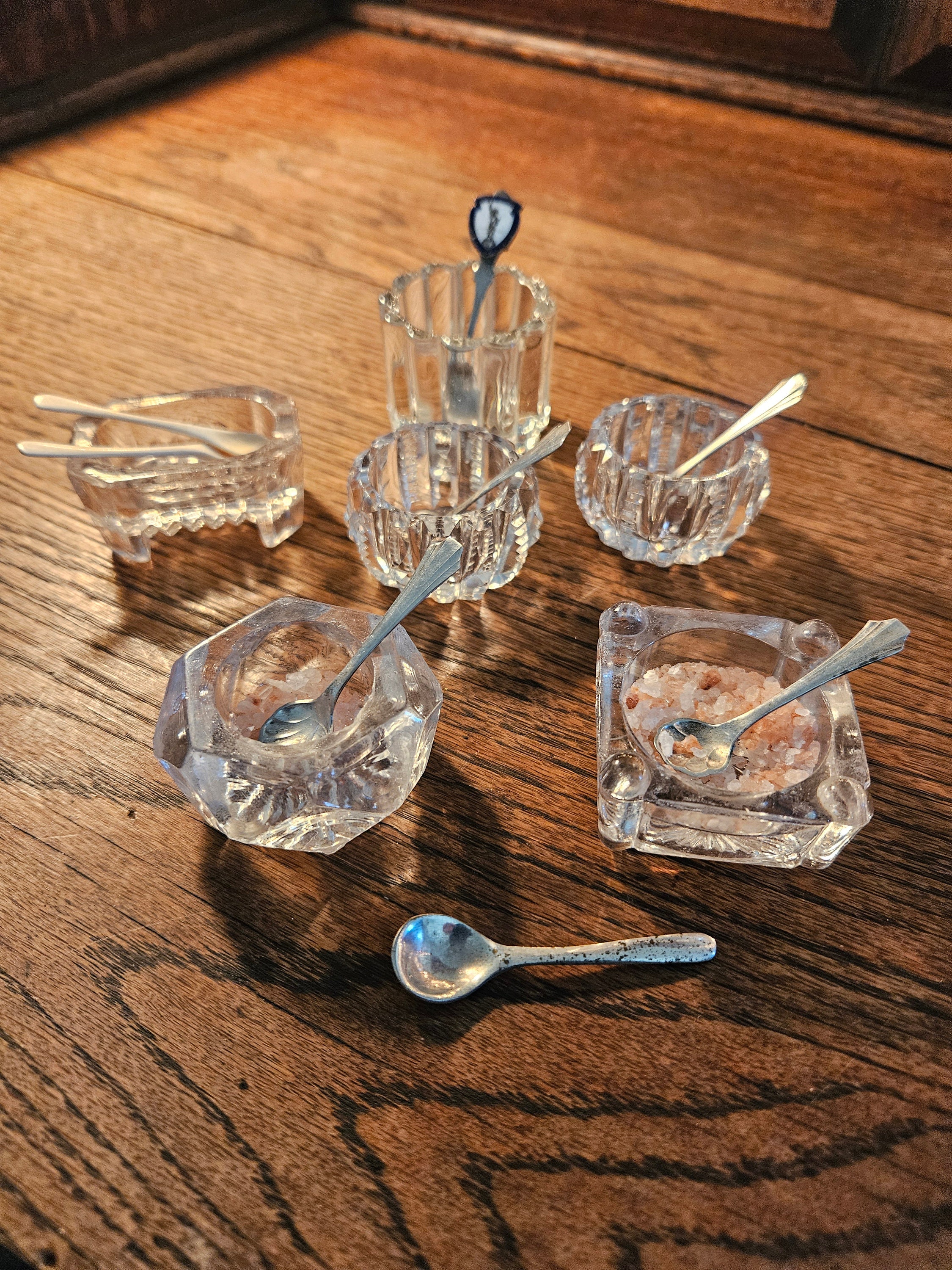 A Group of Vintage Salt Cellars With Unique and Beautiful Spoons - Etsy
