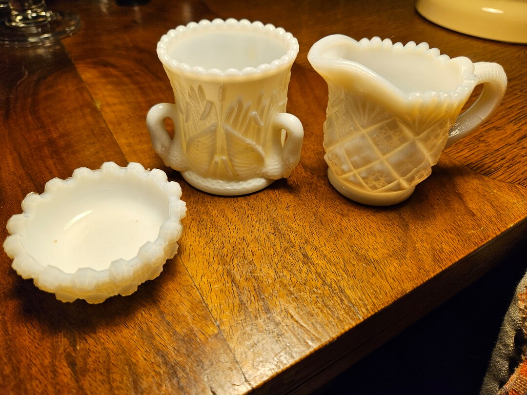 Westmoreland Miniature Milk Glass Creamer/sugar/tea Bag Rest - Etsy