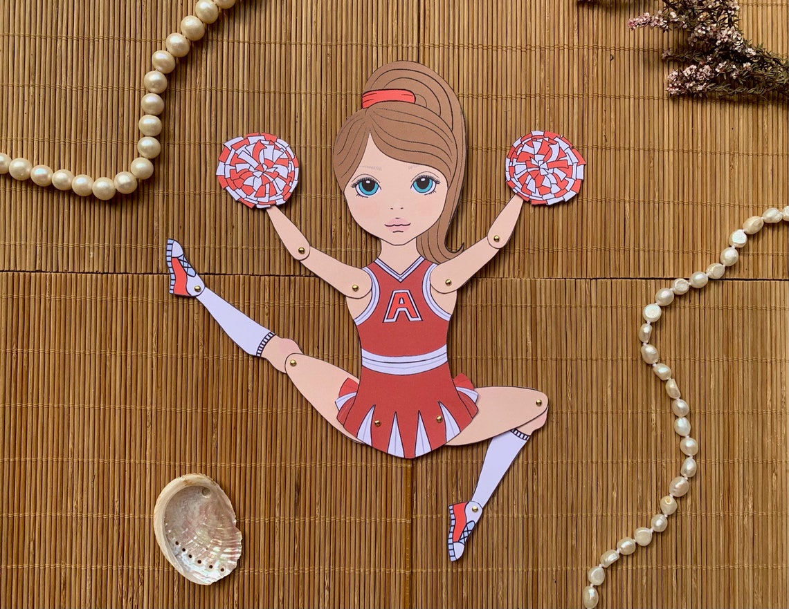 Articulated Cheerleader Paper Doll to Colour Digital Download - Etsy