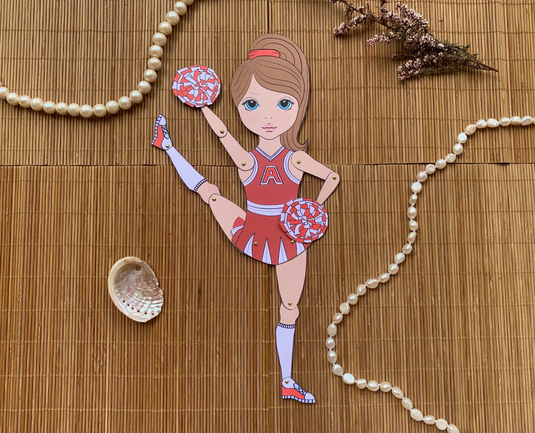 Articulated Cheerleader Paper Doll to Colour Digital Download - Etsy