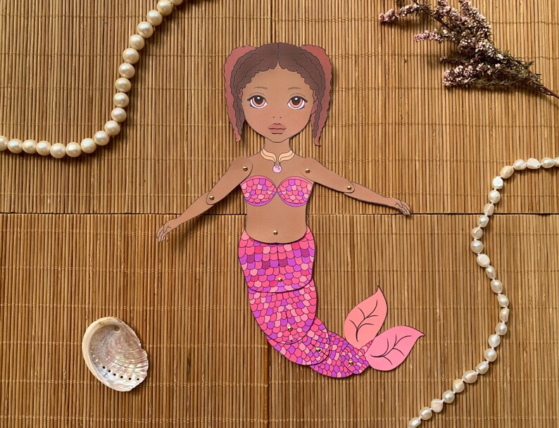Colored Articulated Mermaid Paper Doll Digital Download - Etsy