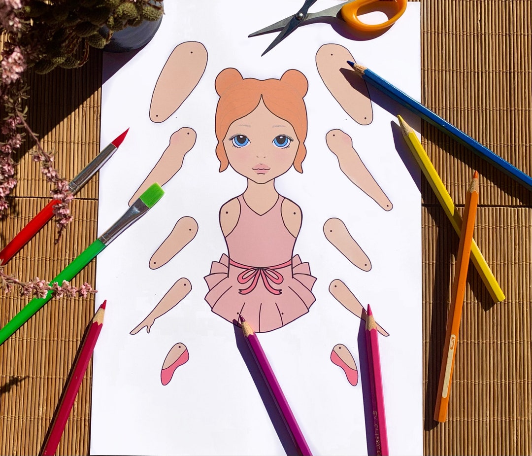 Colored Articulated Ballerina Paper Doll Digital Download - Etsy