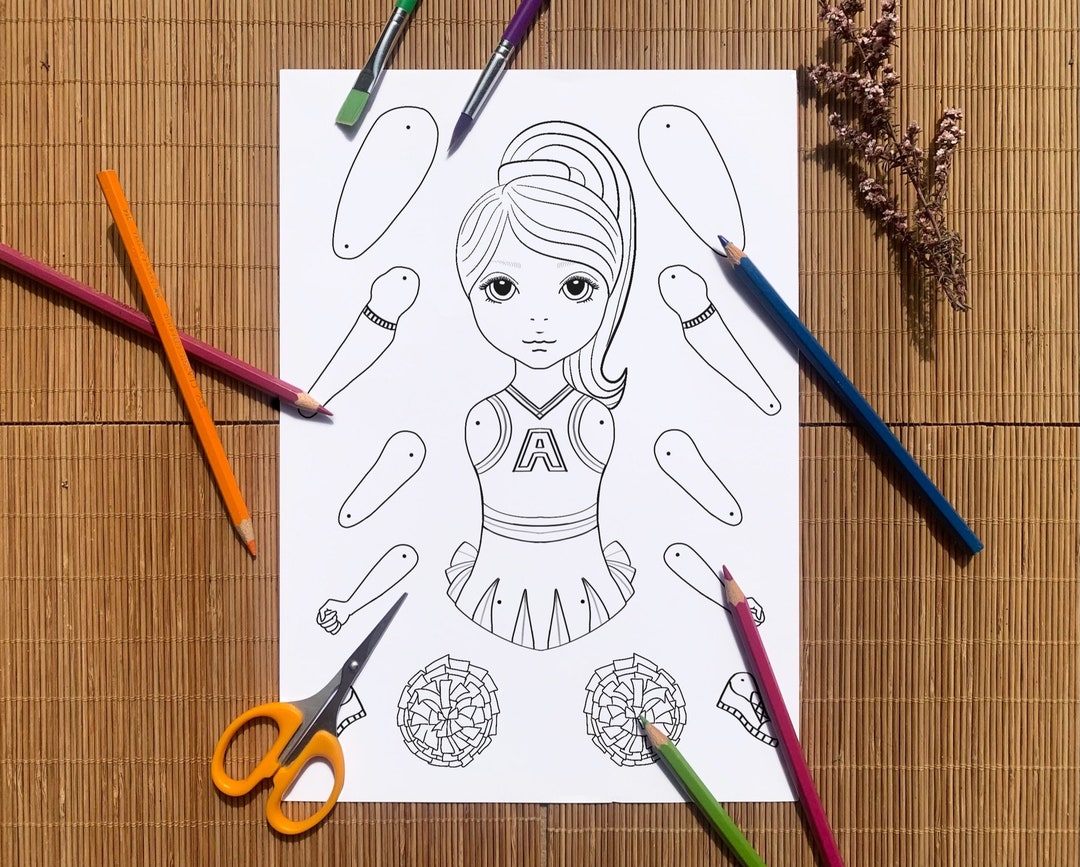 Articulated Cheerleader Paper Doll to Colour Digital Download - Etsy