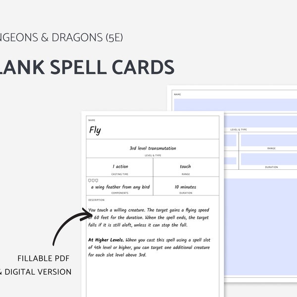 Pdf 5e Spell Cards - Etsy