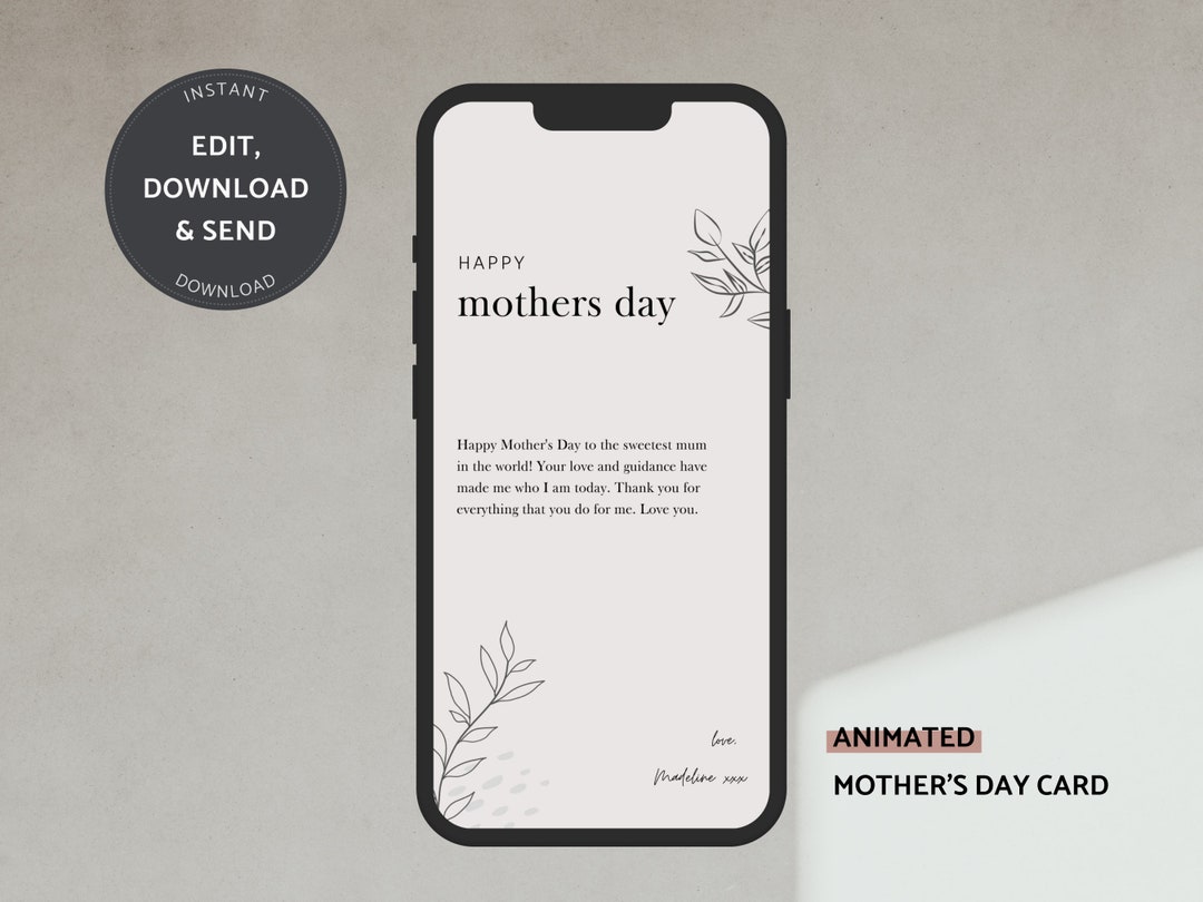 Mothers Day Animated Ecard, Custom Mothers Day Digital Card, Animated ...