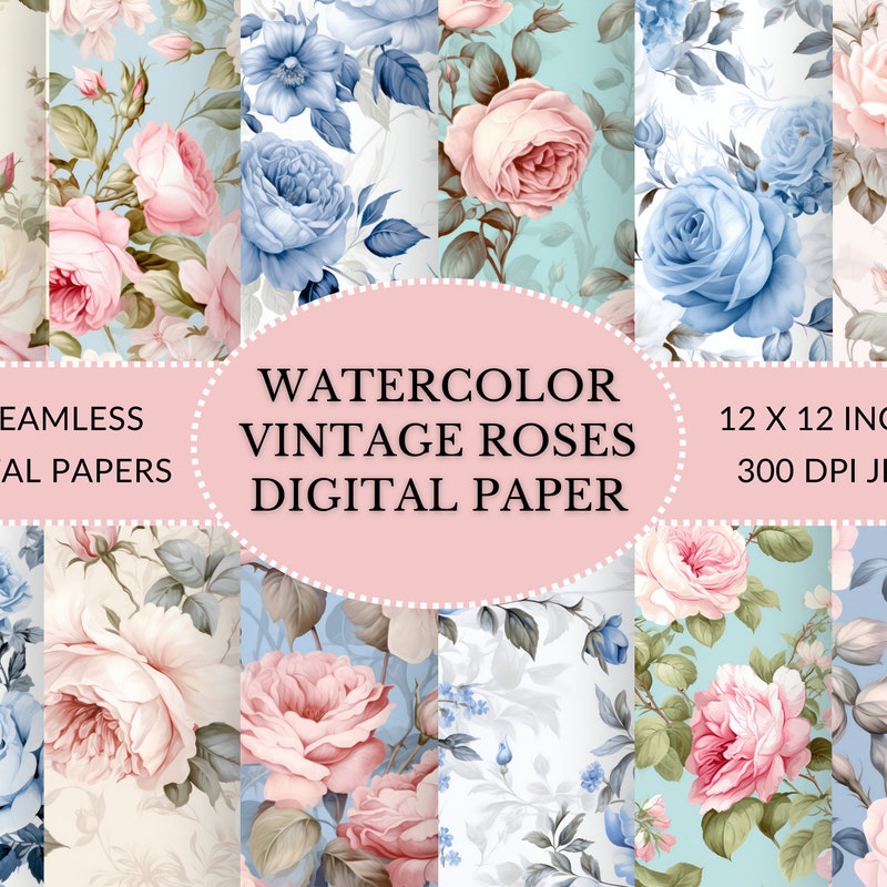 Roses Digital Paper - Etsy