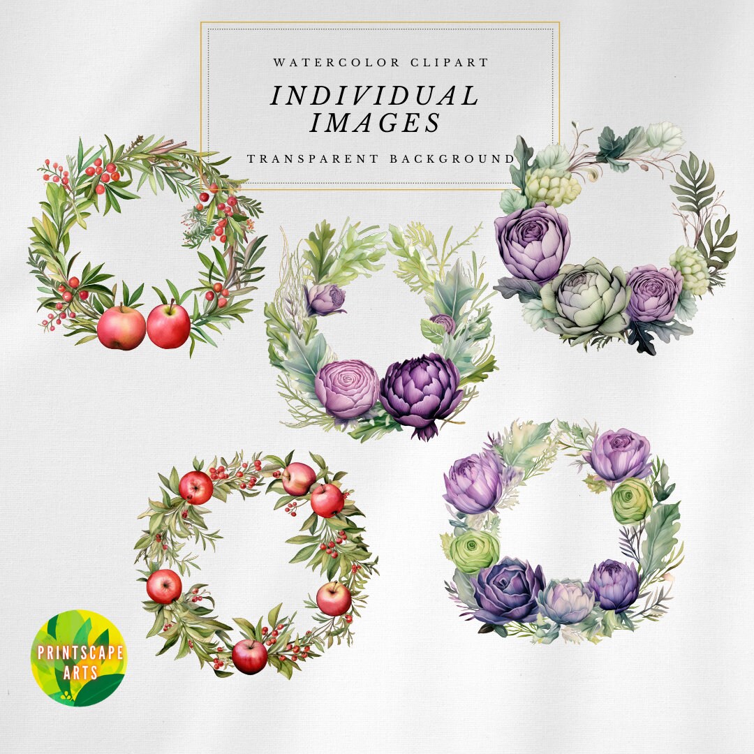 Autumn Harvest Clipart Fall Watercolor Clipart Autumn - Etsy