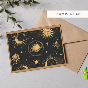 Celestial Gold and Black Digital Papers | Elegant Boho Inspired Designs ...
