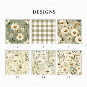 Floral Nursery Digital Paper: Vintage Sage Green Daisy (digital ...