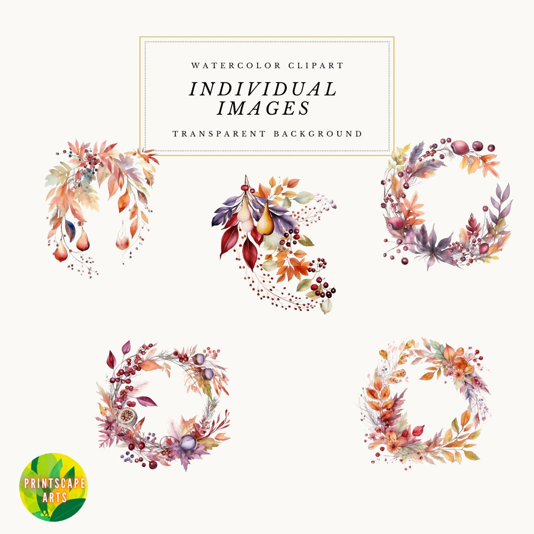 Autumn Floral Clipart Fall Watercolor Clipart Autumn - Etsy