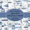 Christmas Toile Digital Paper, Blue and White Toile Seamless Digital ...