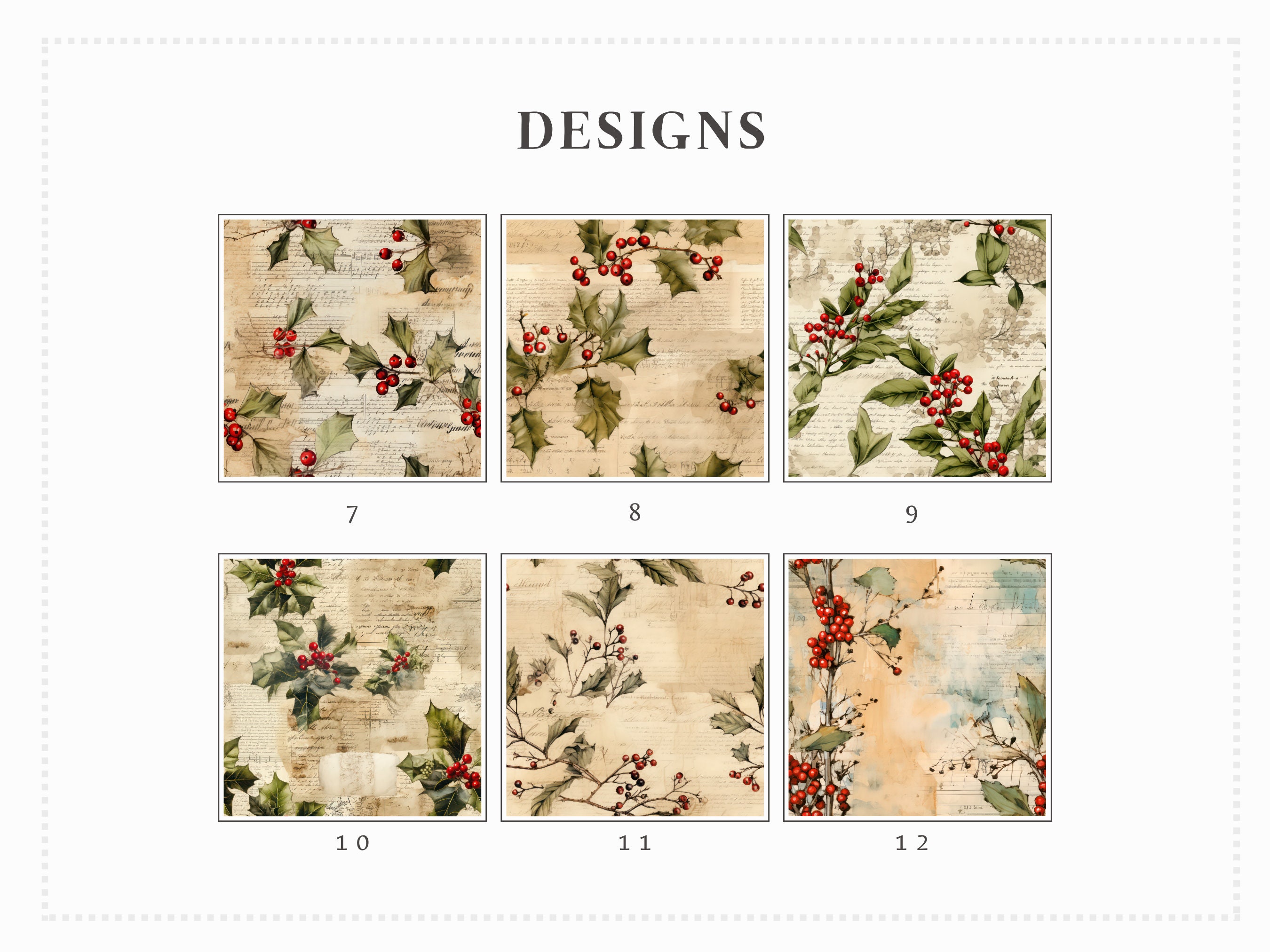 Printable Christmas Digital Paper: Downloadable Vintage Retro Christmas ...