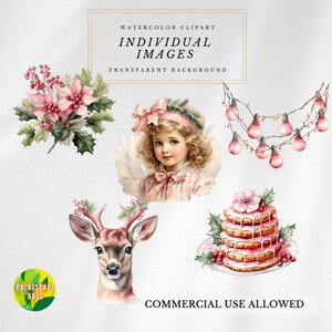 Vintage Pink Christmas Clipart Collection - Pink Retro Style, High ...