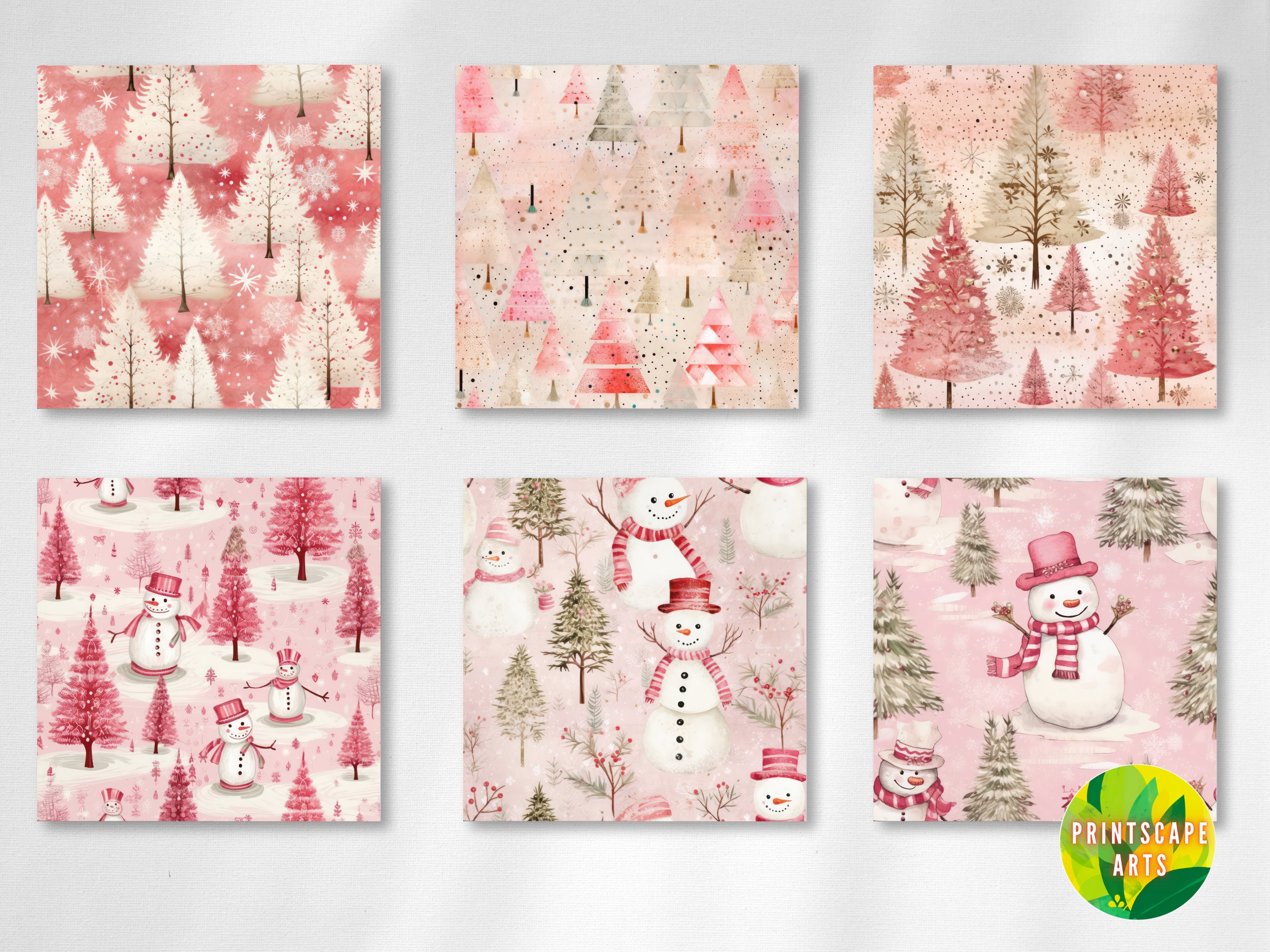 Printable Pink Christmas Digital Paper: Downloadable Vintage Retro ...