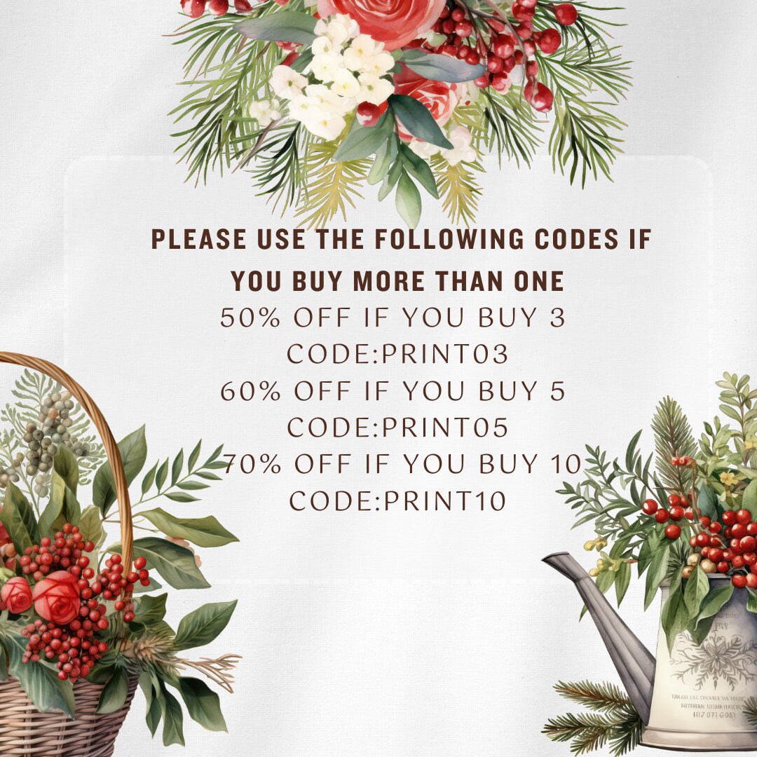 Vintage Red Christmas Clip Art: Retro-style December Month Floral for ...