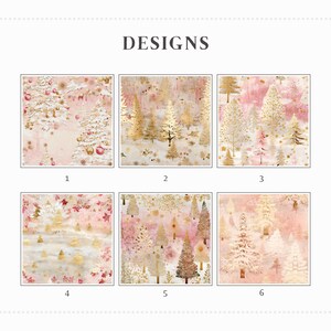Printable Pink and Gold Christmas Digital Paper: Downloadable Vintage ...