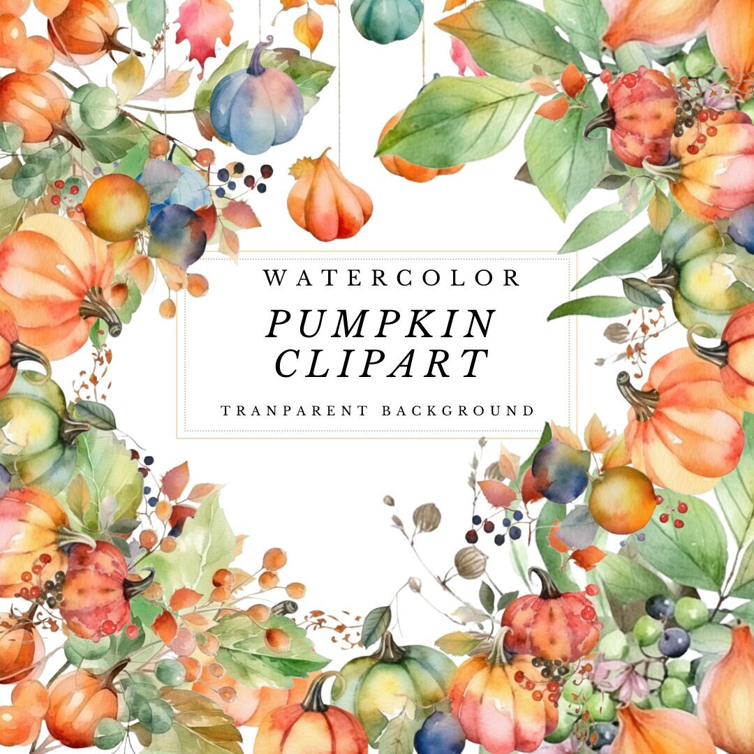 Pumpkin Clipart, Autumn Clipart, Watercolor Pumpkin Fall Clipart ...