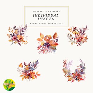Autumn Floral Clipart, Fall Watercolor Clipart, Autumn Watercolor ...