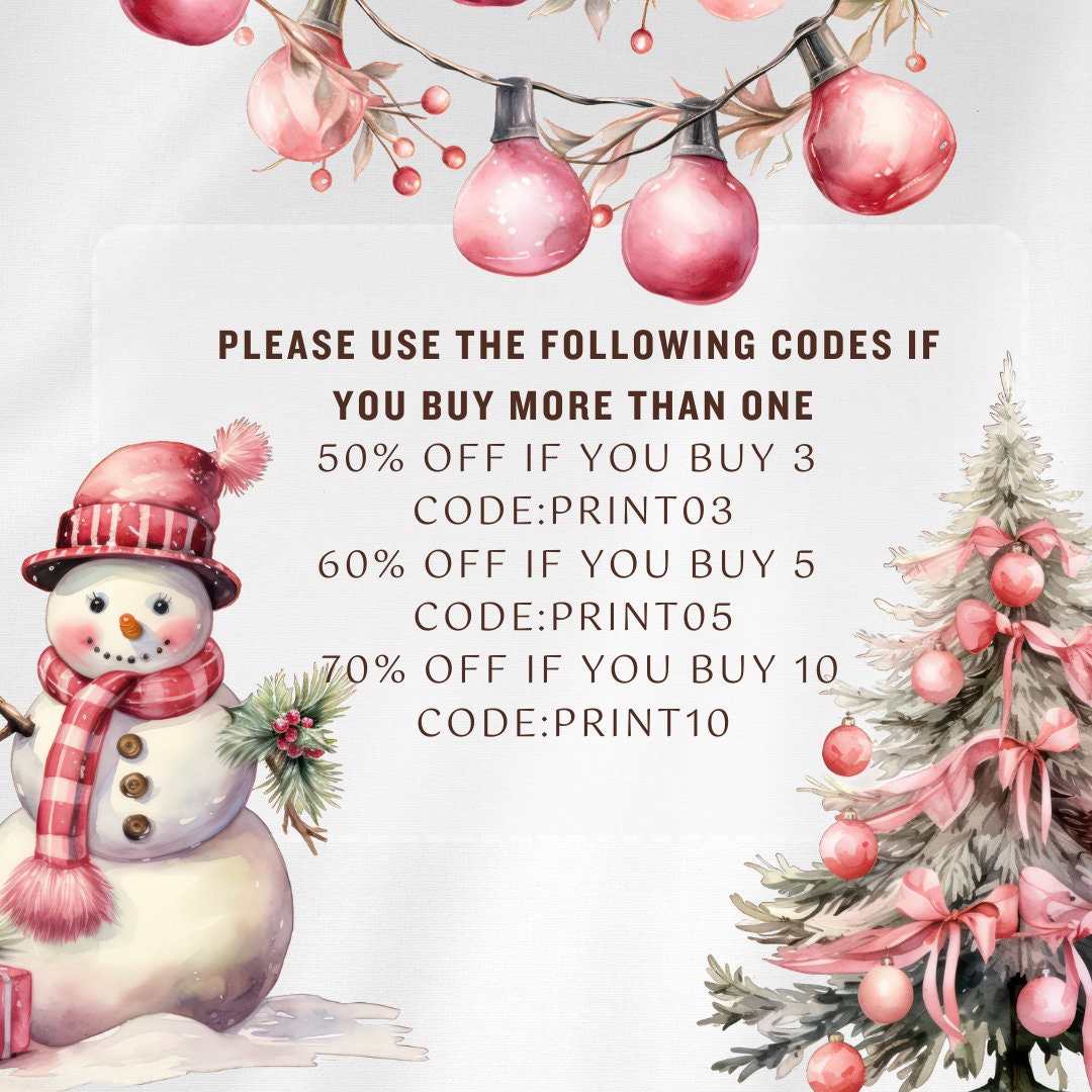 Vintage Pink Christmas Clipart Collection Pink Retro Style - Etsy