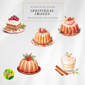 Whimsical Watercolor Pastel Christmas Dessert Clipart Set - Instant ...