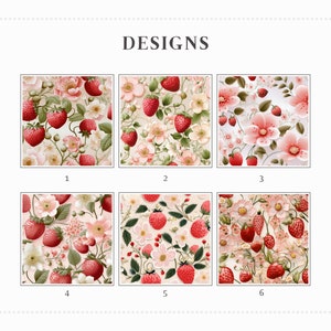 Strawberry Floral Watercolor Digital Paper: Seamless Fruit Motifs ...
