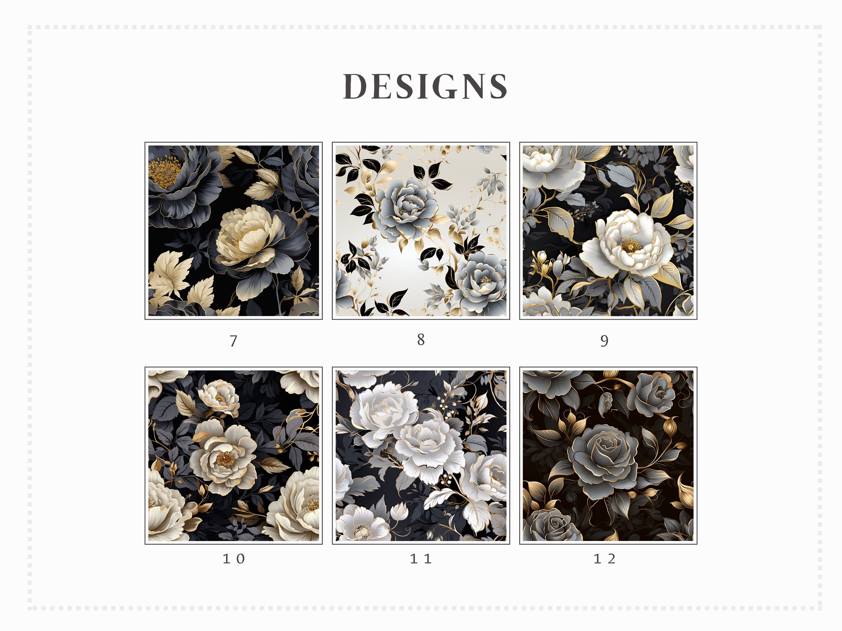 Vintage Black and White Roses Digital Paper: Seamless Floral Patterns ...